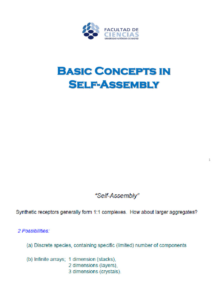 Understanding Self-Assembly Principles | PDF | Self Assembly | Molecular Binding