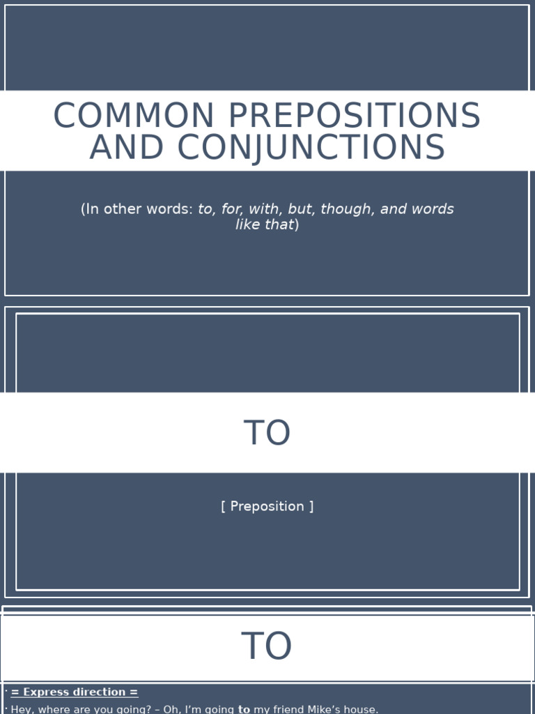 0 - Common Prepositions and Conjunctions | PDF | Preposition And ...