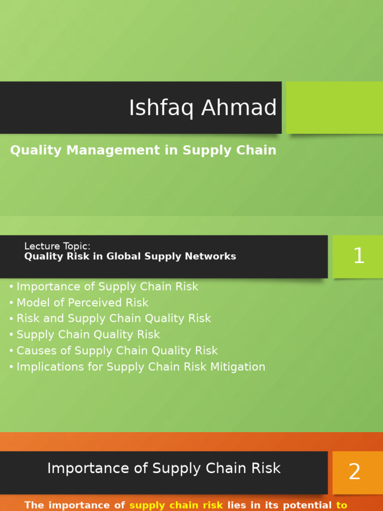 Lec 21 - 22 - Quality Risk in Global Supply Networks | PDF | Supply Chain | Risk