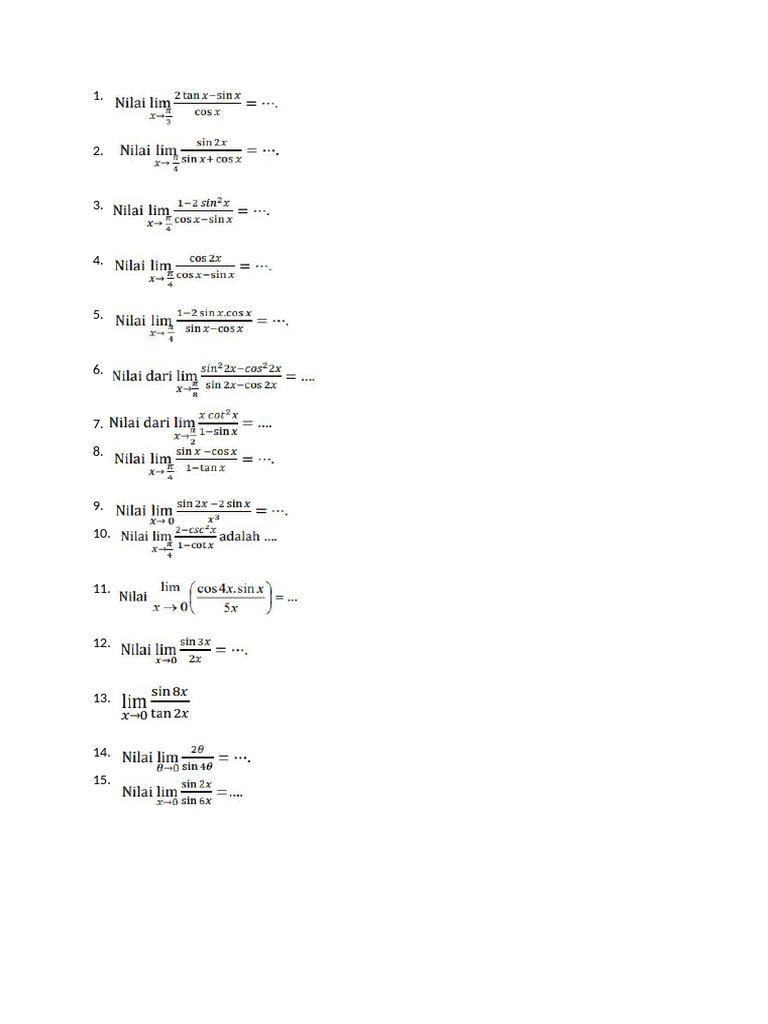 Soal Limit Aljabar Trigonometri | PDF