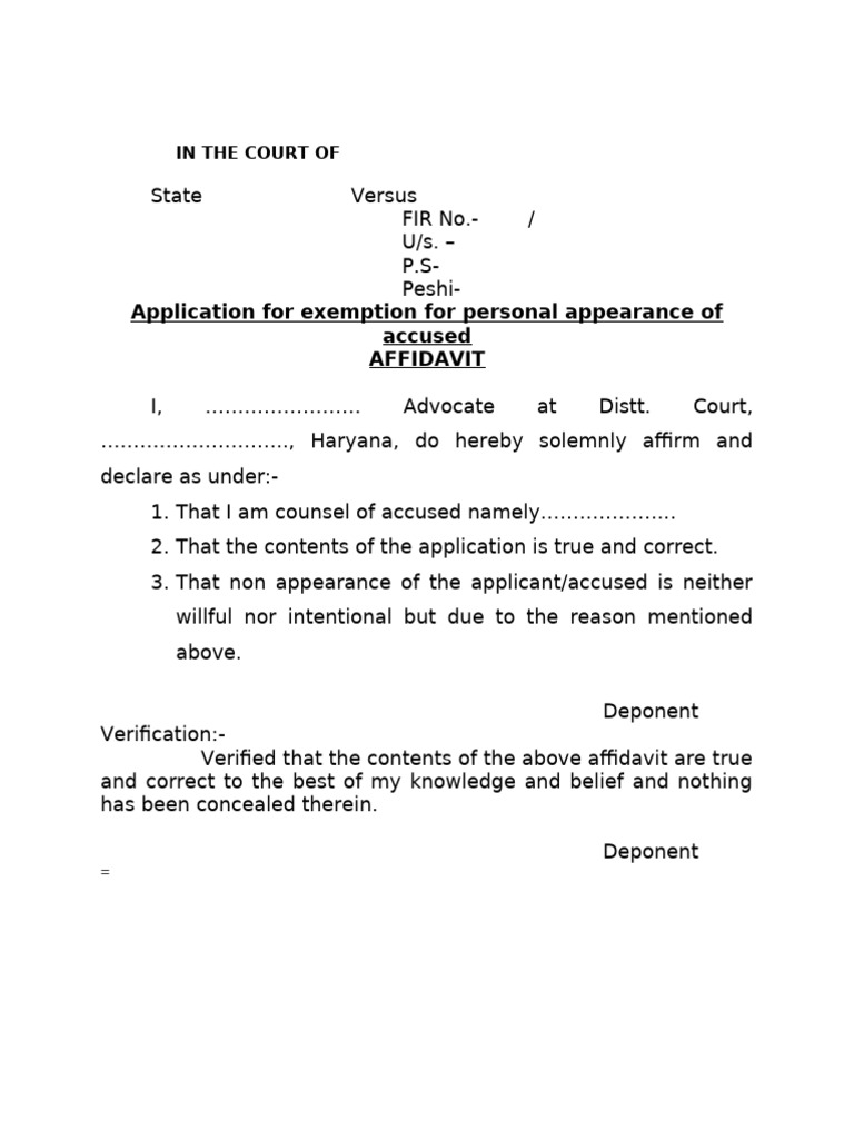 Exemption Affidavit | PDF