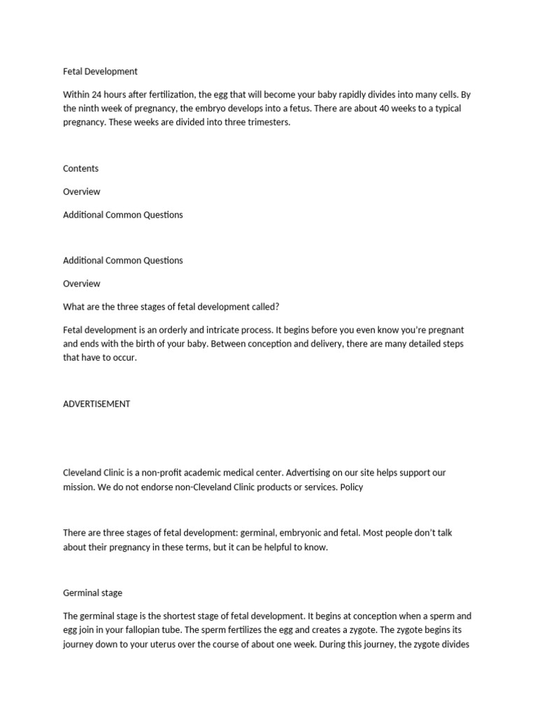 Fetal Developme-WPS Office | PDF | Menstrual Cycle | Pregnancy