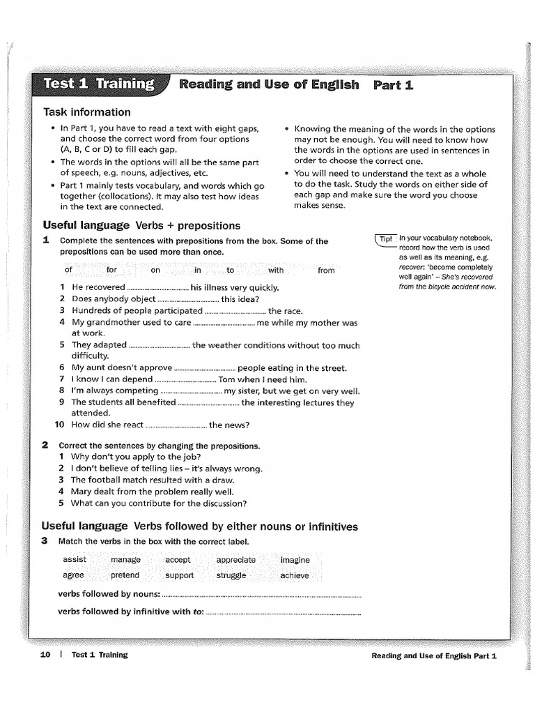 First Trainer 02 - Test 01 - Use of English PART 01 | PDF