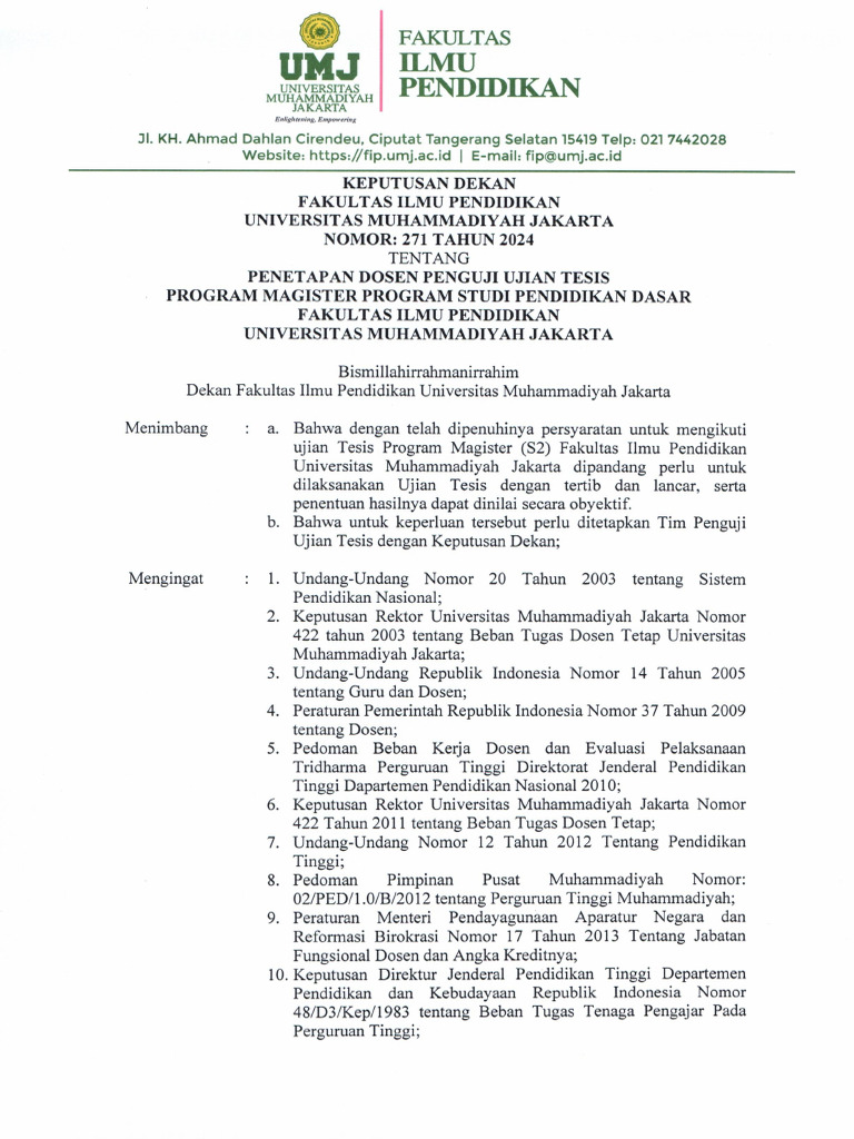SK Penguji Tesis Pendas 15 Nov 2024 | PDF