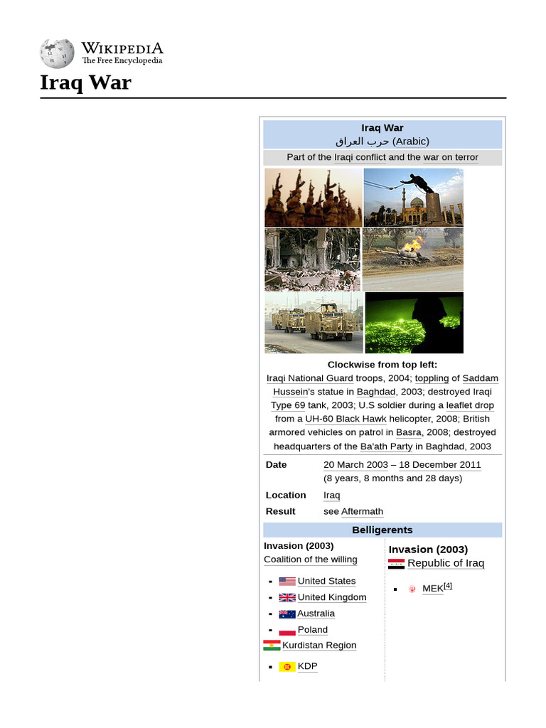 Iraq War | PDF | Iraq War | 2003 Invasion Of Iraq