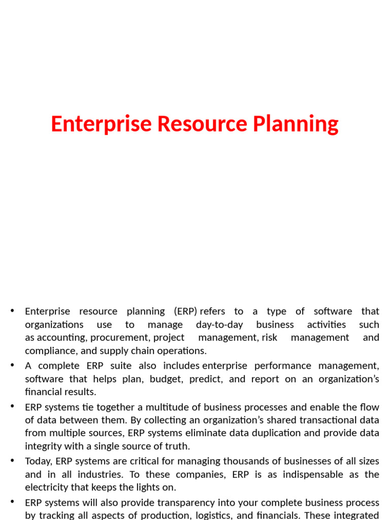 Enterprise Resource Planning | PDF | Enterprise Resource Planning | Supply Chain Management