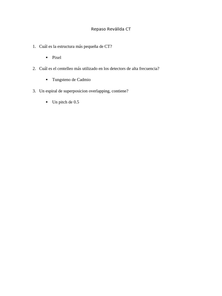 Repaso Reválida CT | PDF