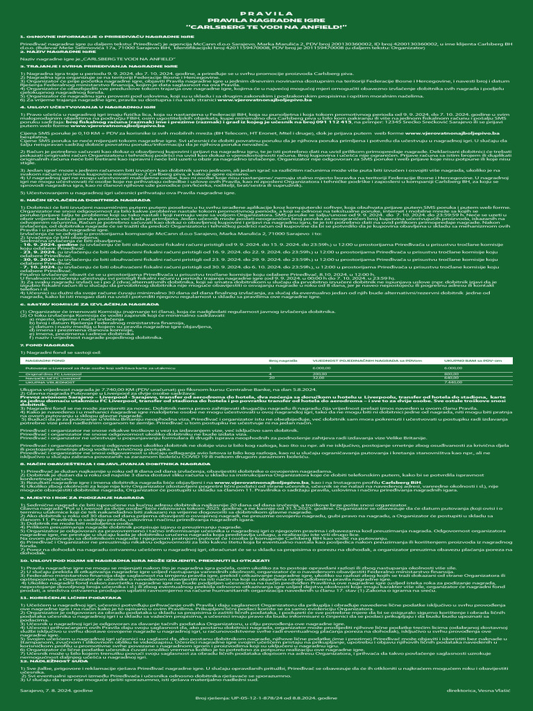 PRAVILA-FBIH-Calsberg Nagradna Igra | PDF