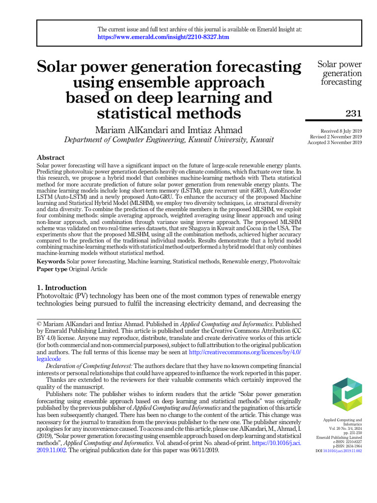 Solar Power Generation Forecasting | PDF | Machine Learning | Forecasting