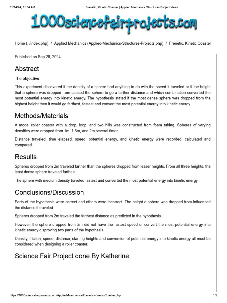 Frenetic, Kinetic Coaster - Applied Mechanics Structures Project Ideas ...