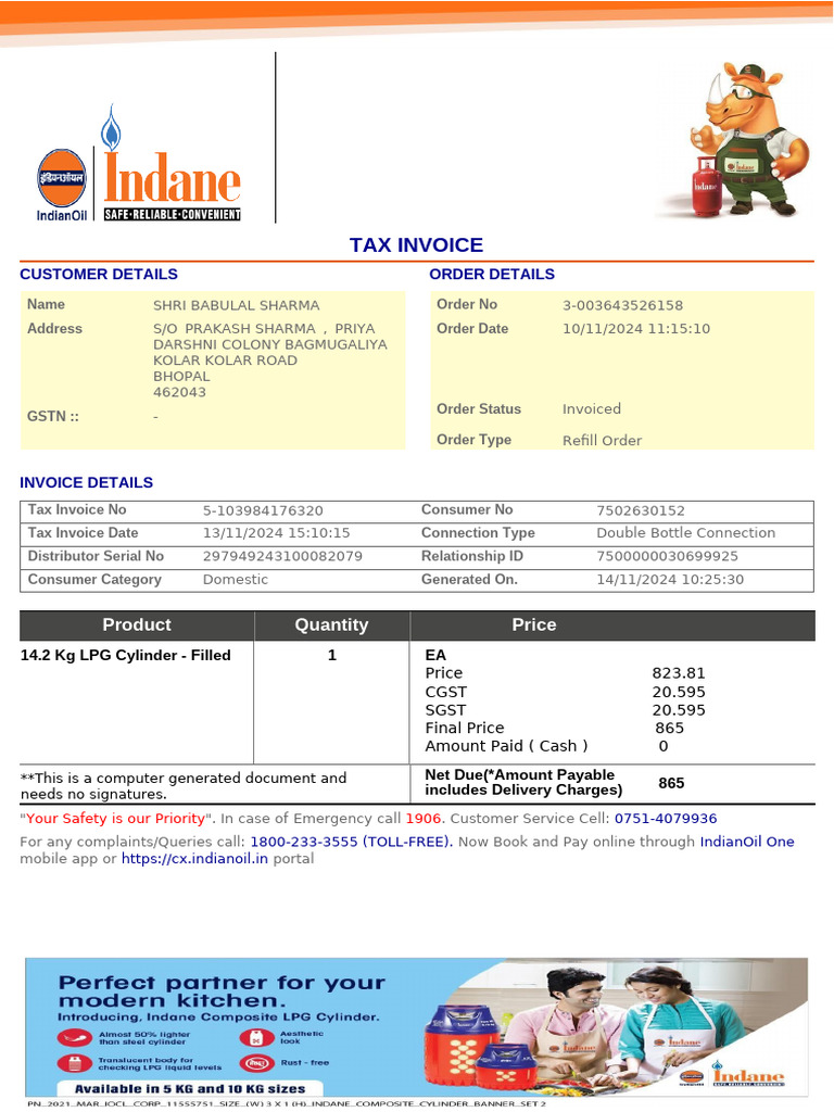 Invoice (1) | PDF | Liquefied Petroleum Gas | Invoice