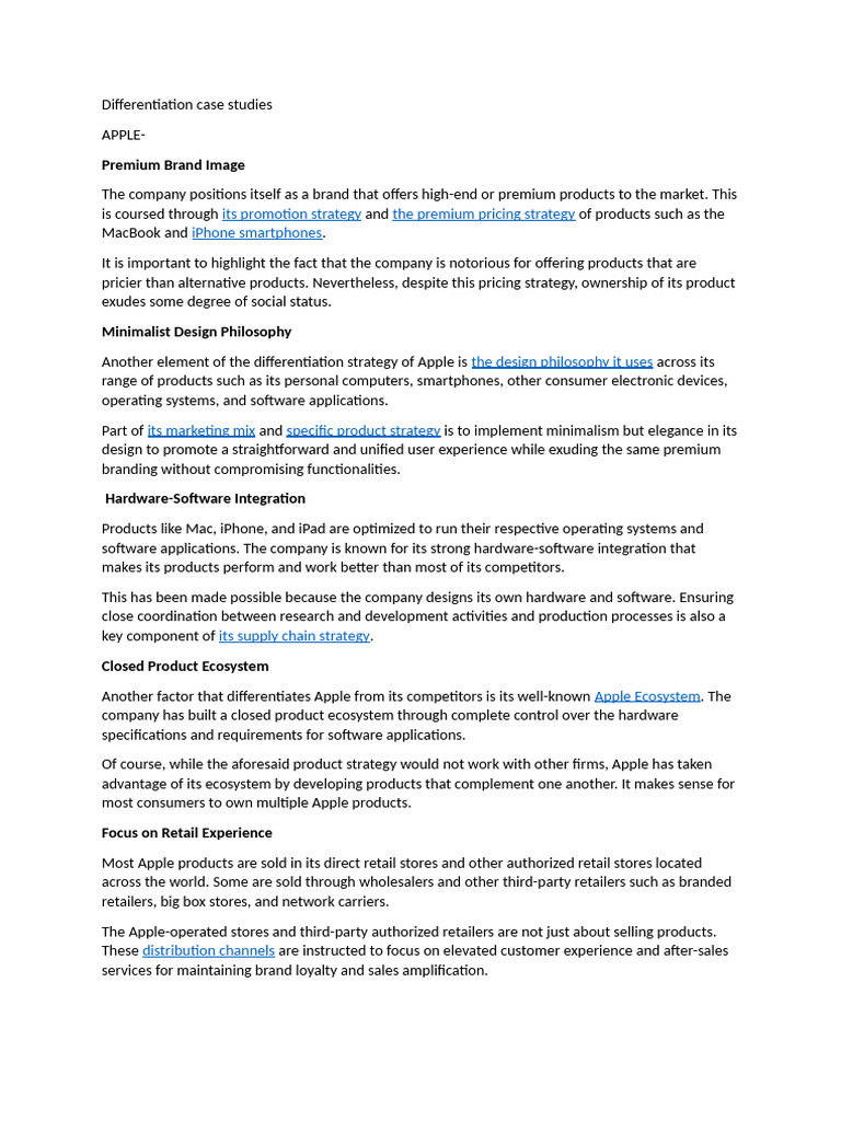 Differentiation Case Studies | PDF | Apple Inc. | Electric Vehicle