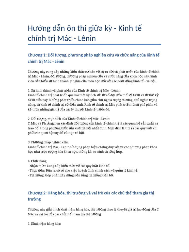 Huong Dan On Thi Giua Ky KTCT ML | PDF