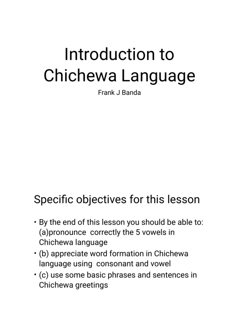 Lesson 1 Chichewa | PDF | English Language | Tone (Linguistics)