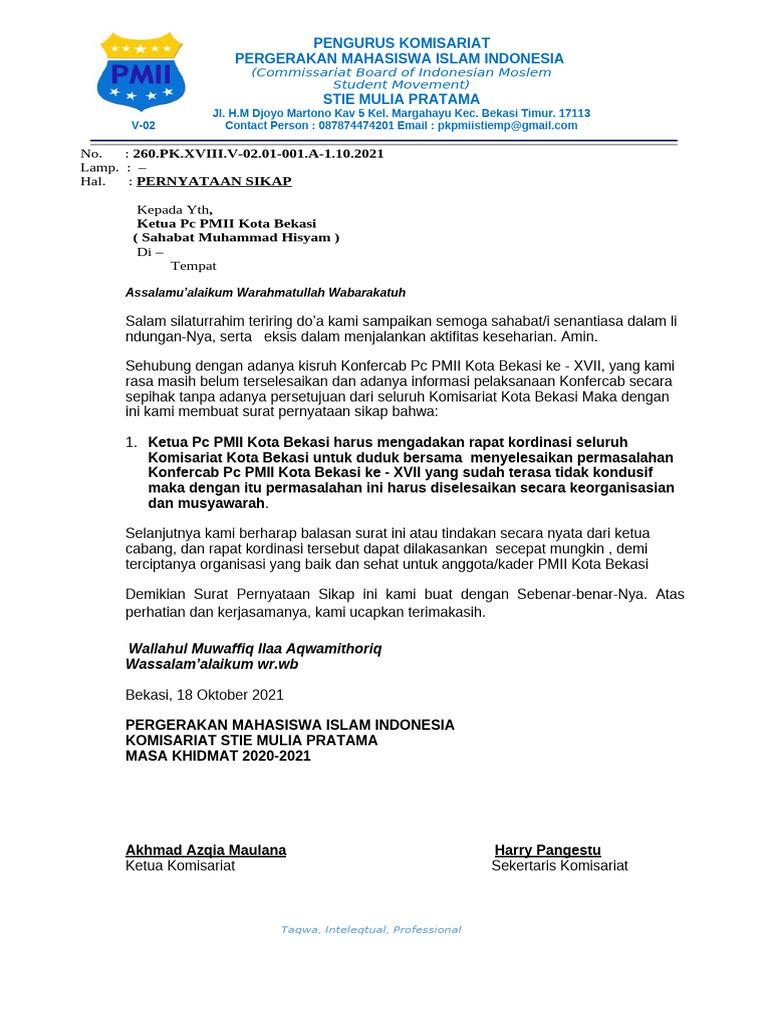 Surat Pernyataan Sikap | PDF