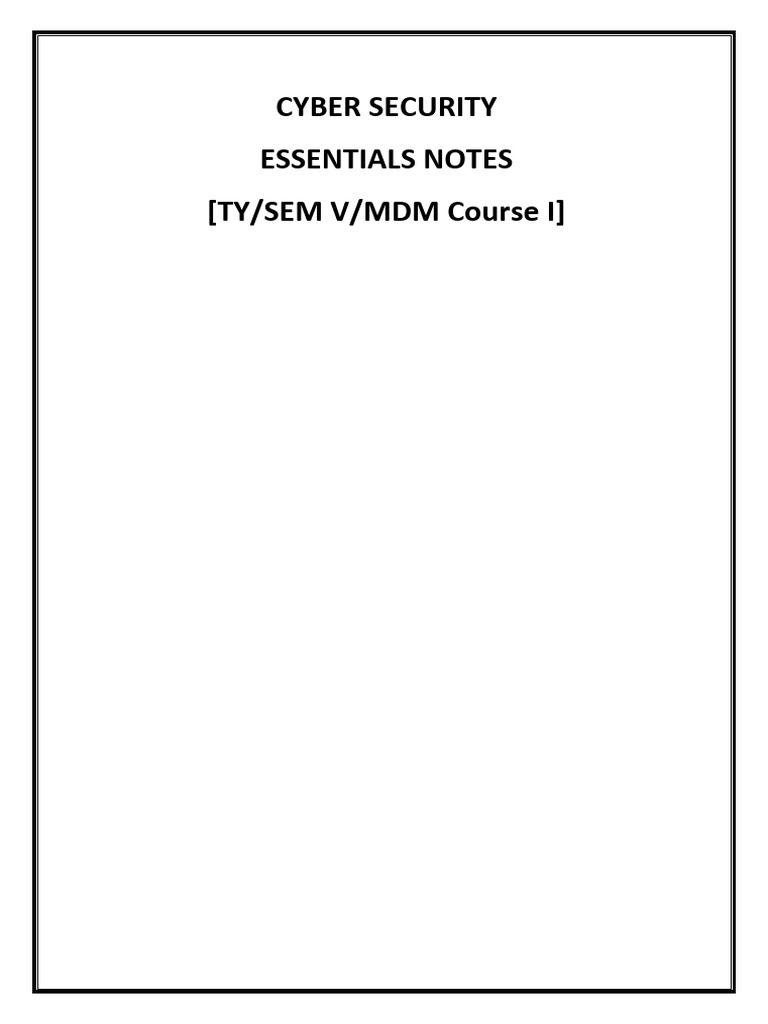 Cyber Security Unit I II Notes | PDF | Security | Computer Security