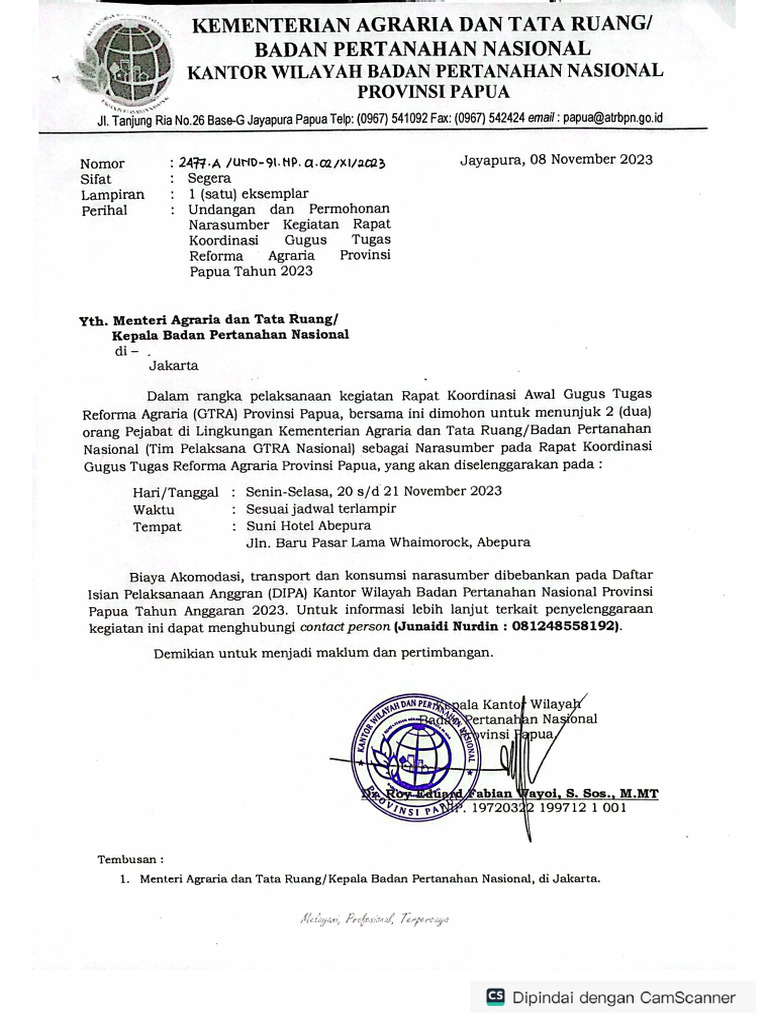 Surat Undangan Rapat Integrasi | PDF