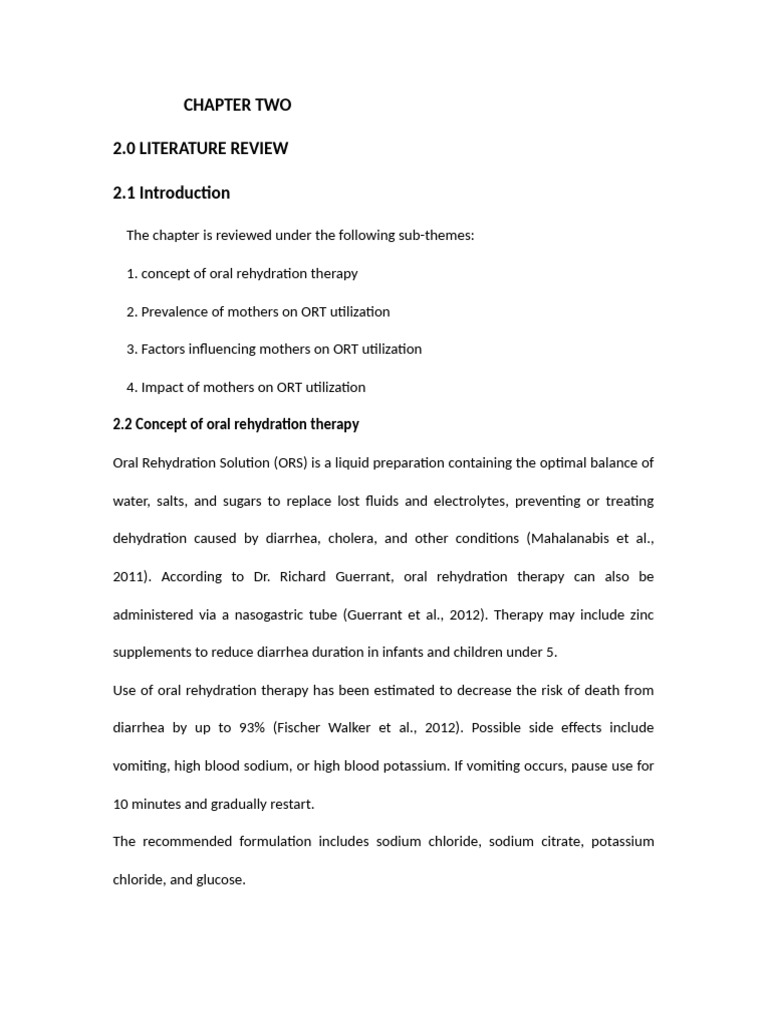 ORT_CHAPTER TWO | PDF | Diarrhea | Clinical Medicine