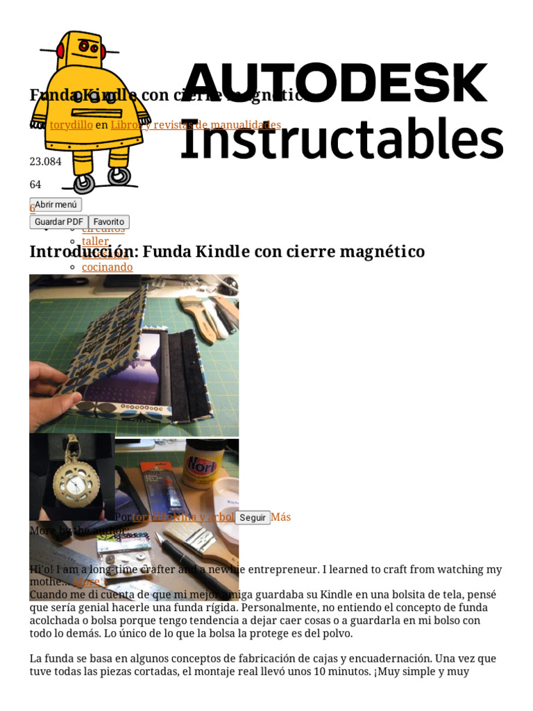 Funda para Kindle Con Cierre Magnético - Instructables | PDF