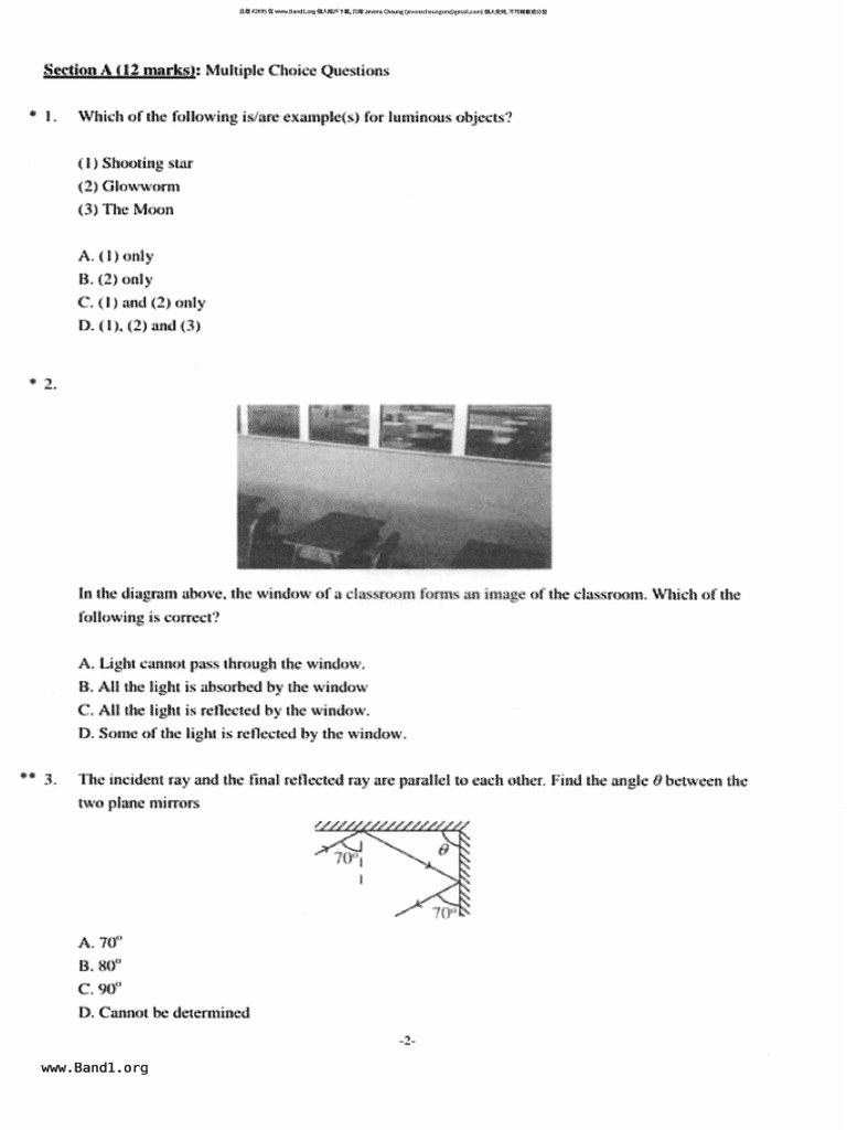 Physics Uniform Test (Refraction) Question | PDF