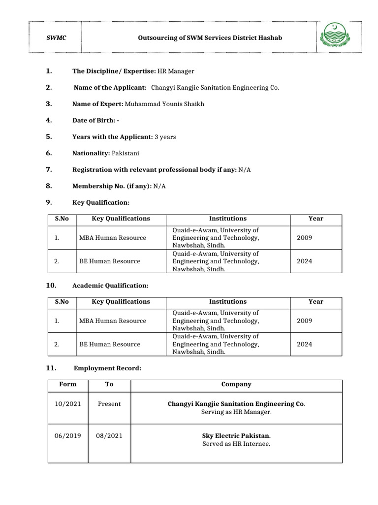 Muhammad YOUNIS Sheikh (CV) New | PDF | Engineering | Energy Conversion