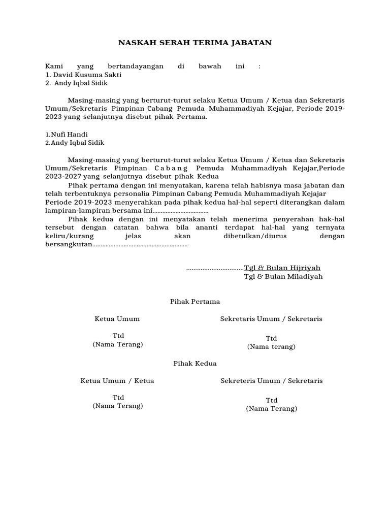 Naskah Serah Terima Jabatan | PDF