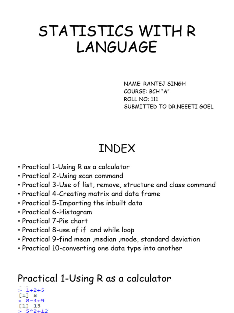 Stats With R Basic Introduction | PDF Stats With R Basic Introduction | PDF