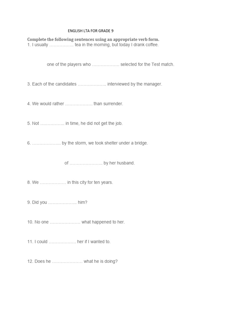 English Grammar Worksheet | PDF