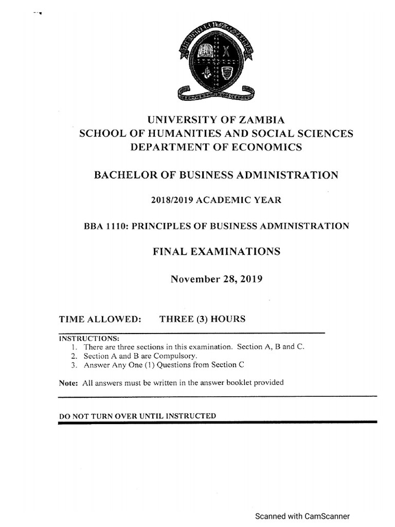 BBA Final Examination 2018-19 | PDF