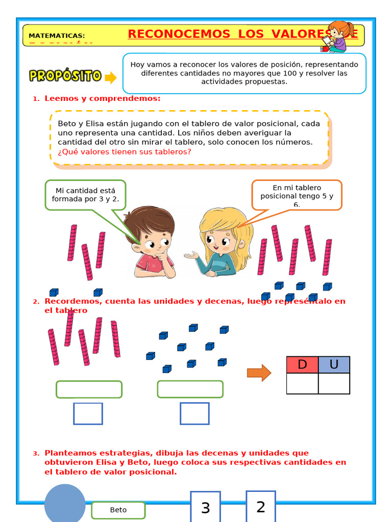 U2 S5 Ficha D2 Mat Reconocemos Los Valores de Posición | PDF