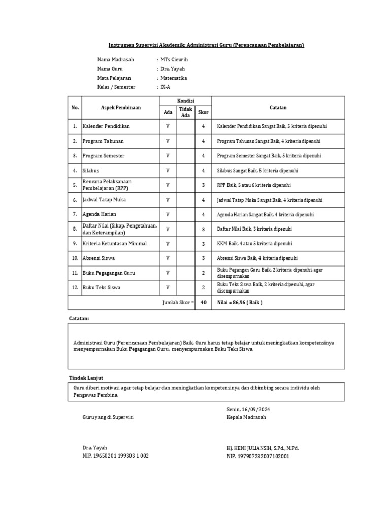 Supervisi Contoh | PDF