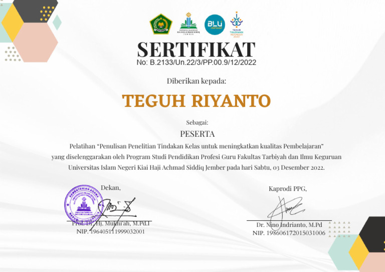 Sertifikat-TEGUH RIYANTO 2 | PDF