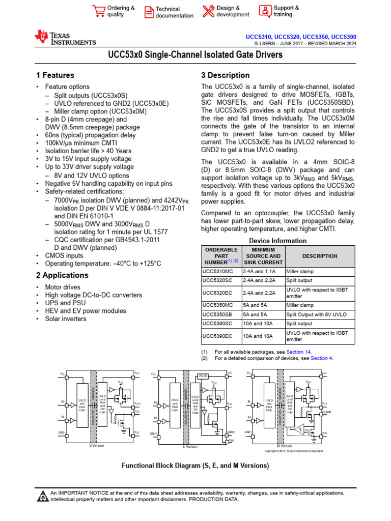 Ucc 5350 | PDF | Electrostatic Discharge | Field Effect Transistor