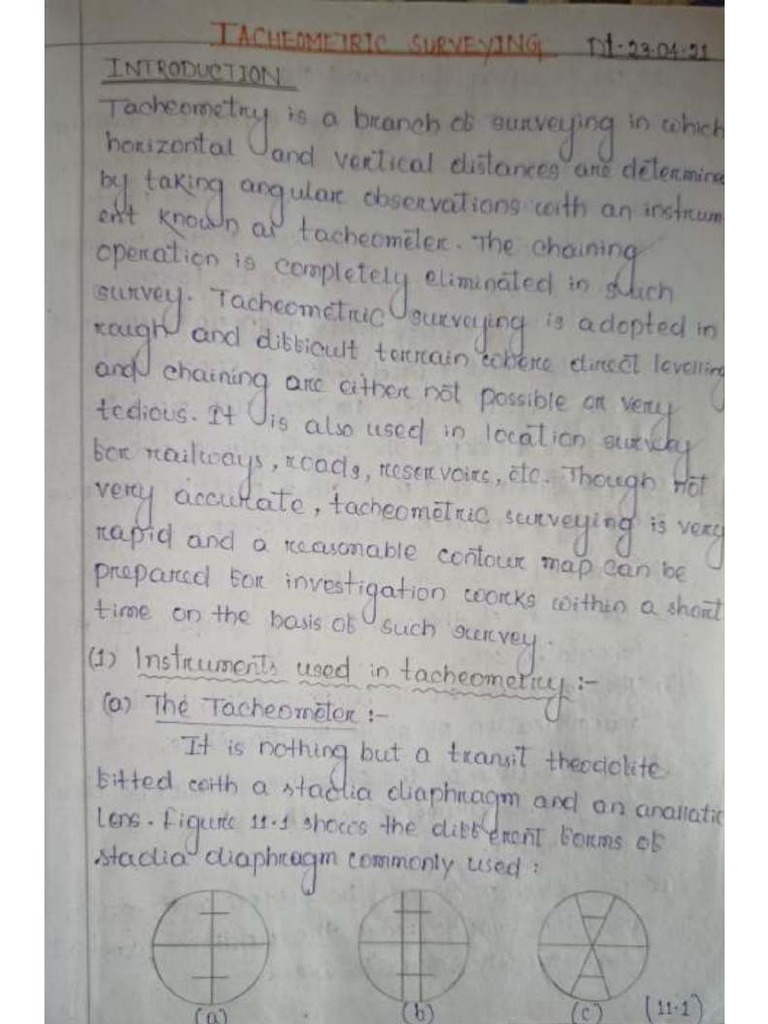 Tacheometry Survey III | PDF