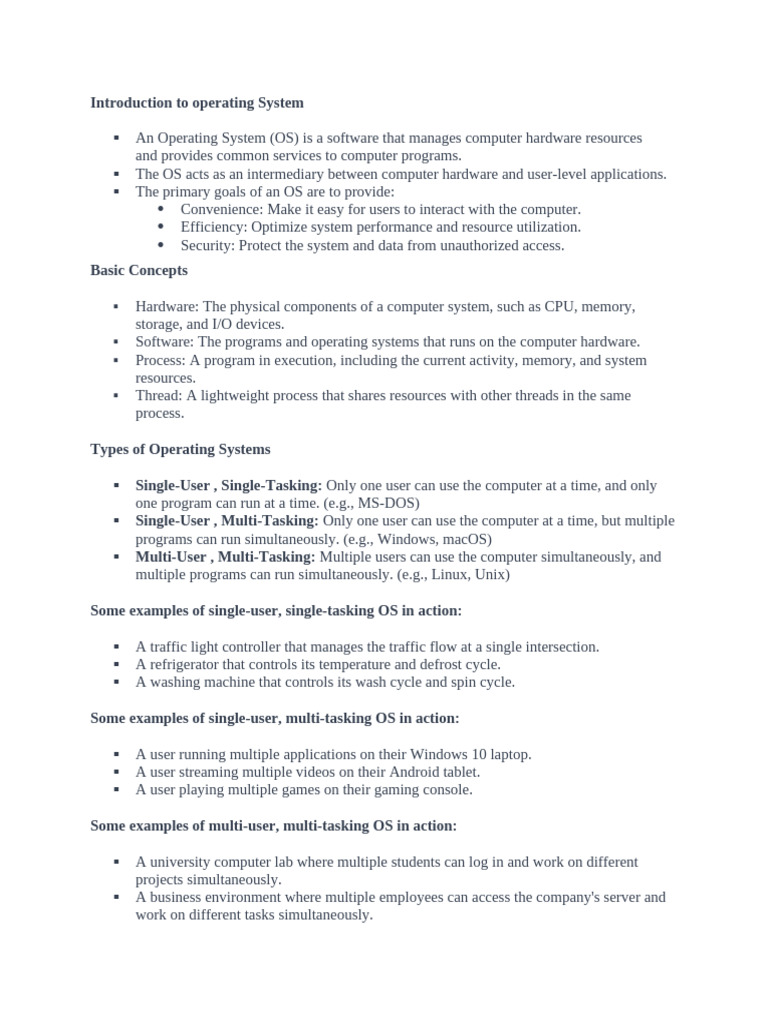 Introduction To OS & Basic Concept | PDF | Operating System | Process (Computing)