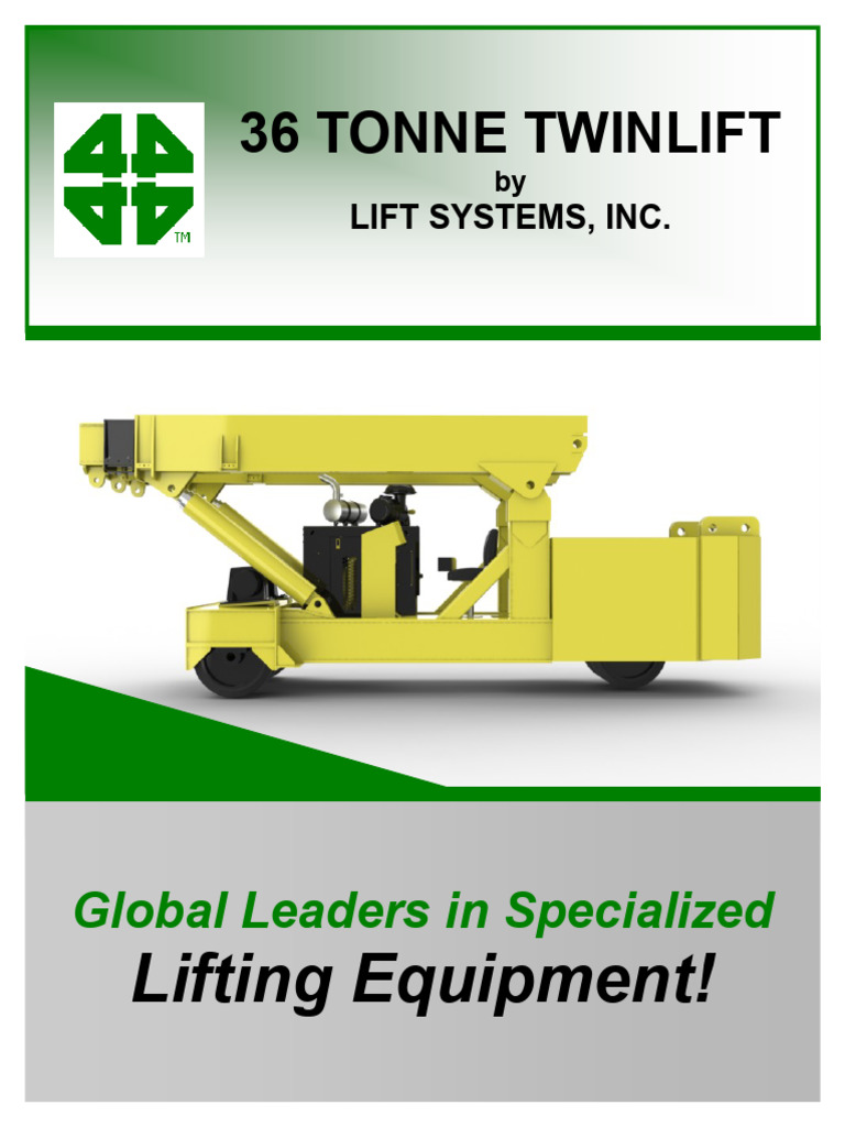36 Tonne TwinLift Specifications Guide | PDF | Elevator | Forklift