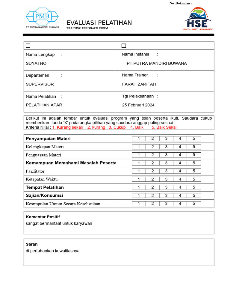 Evaluasi Pelatihan | PDF | Karier & Perkembangan