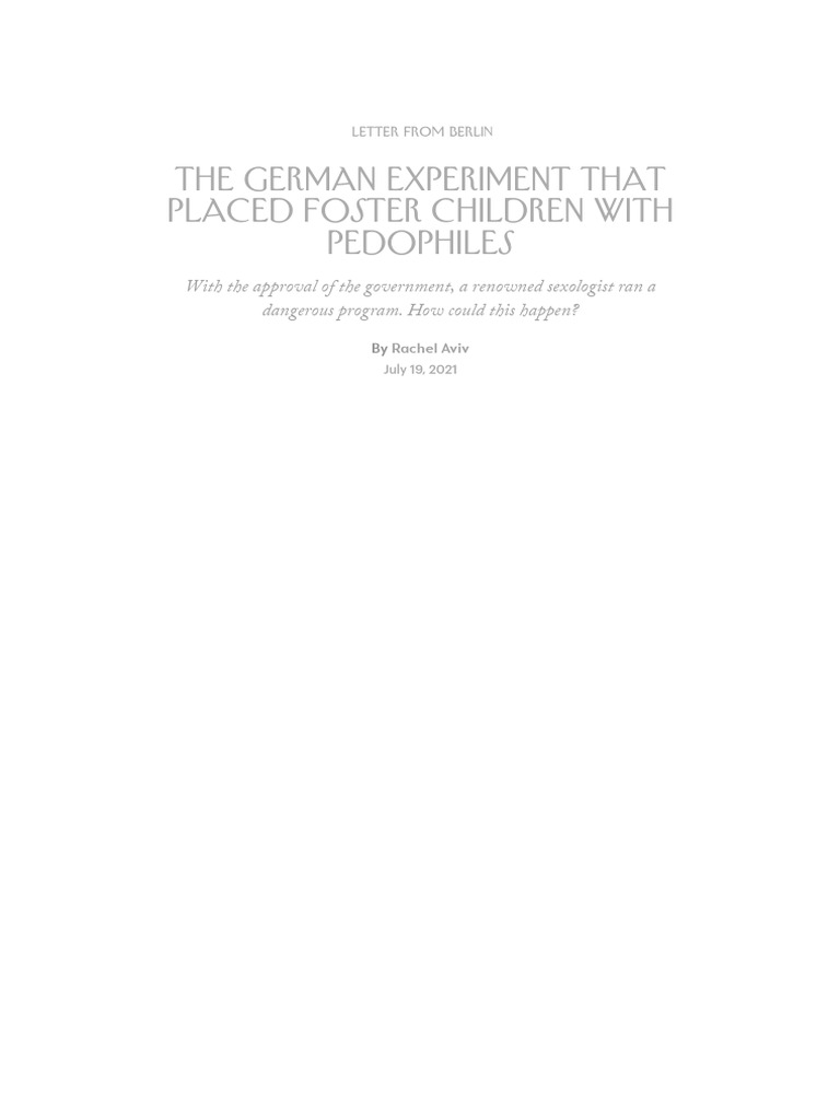 The Kentler Experiment: A Dark Legacy | PDF