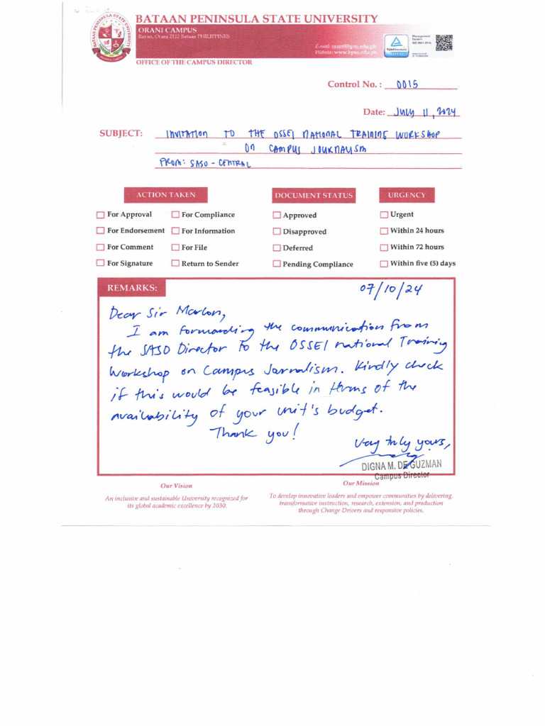 0015-Invitation To The OSSEI National Training Workshop On Campus ...