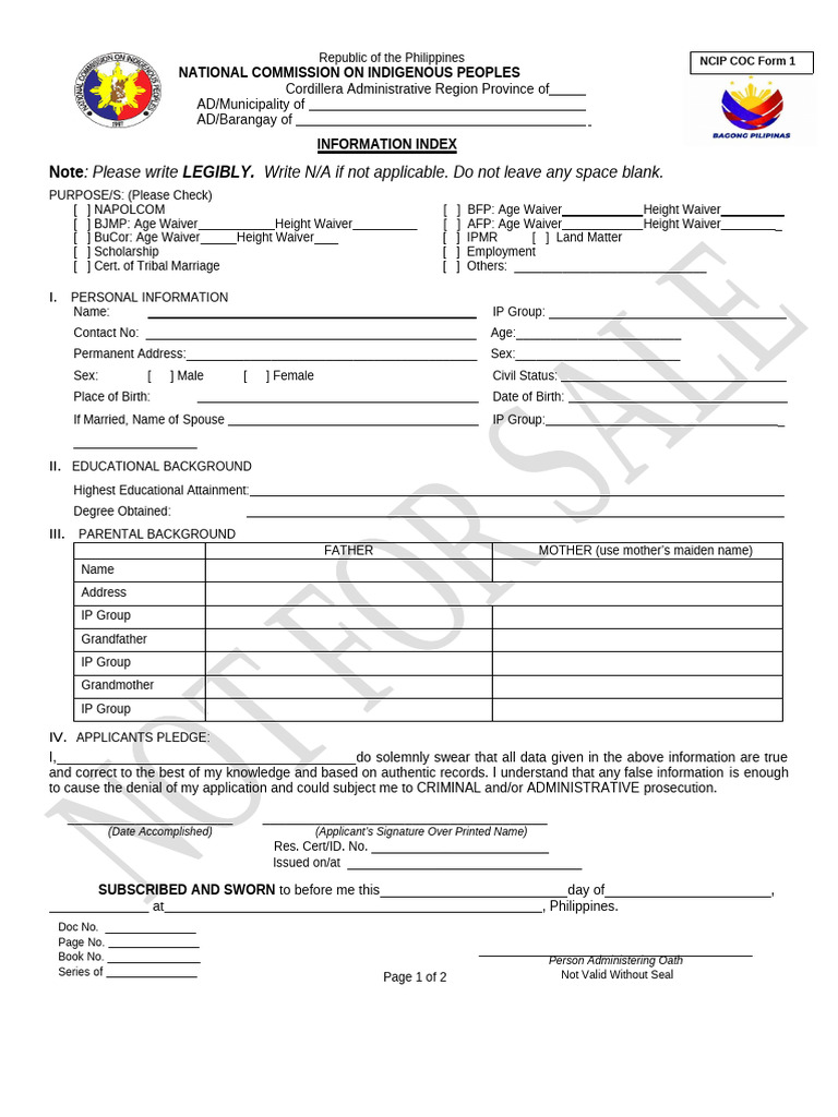 Coc Form 1 | PDF | Justice | Crime & Violence