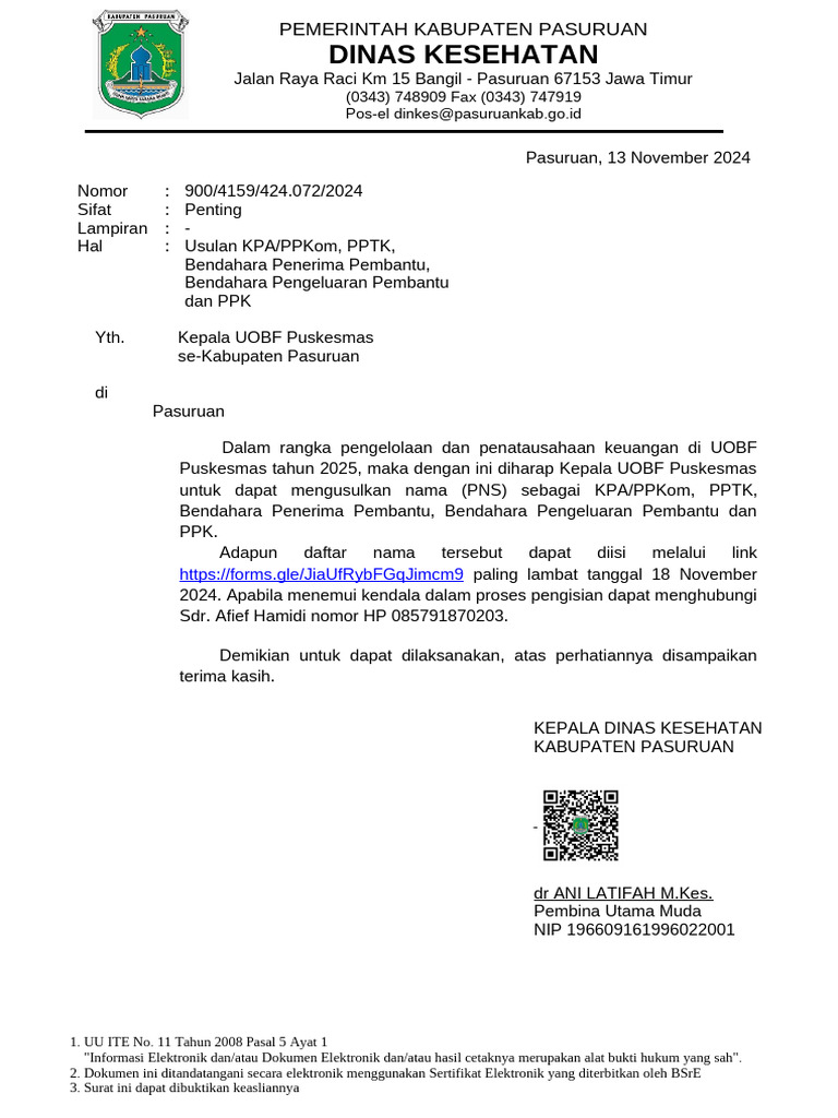 Usulan KPA Atau PPKom, PPTK, Bendahara Penerima Pembantu, Bendahara Pengeluaran Pembantu Dan PPK ...