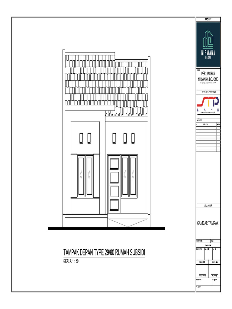 Gambar Shop Drawing - Perumahan Nirwana Bojong Residence Type 29 | PDF