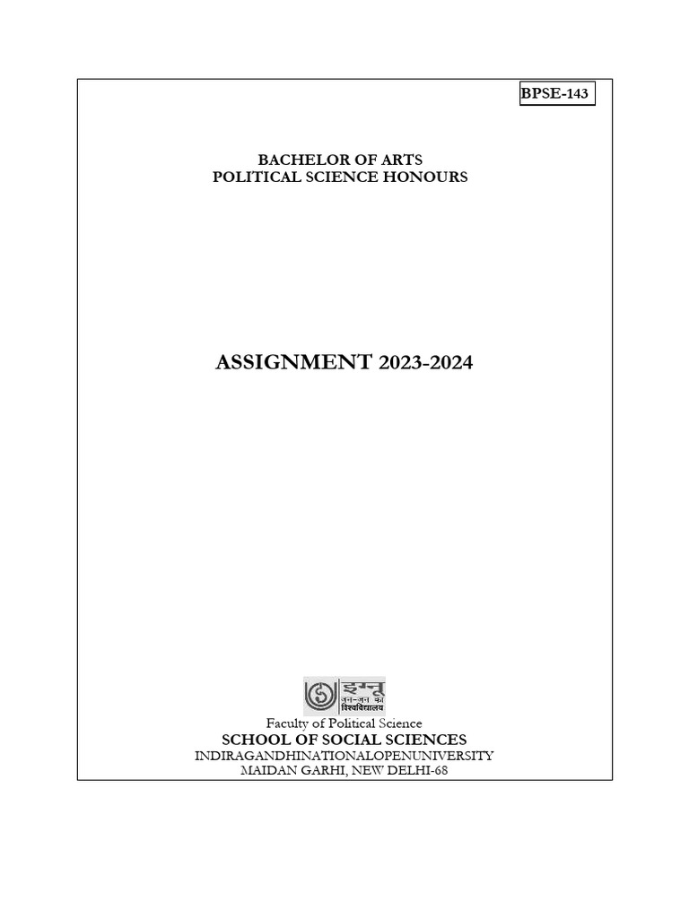 BPSE 143 (E) 2023-24 | PDF