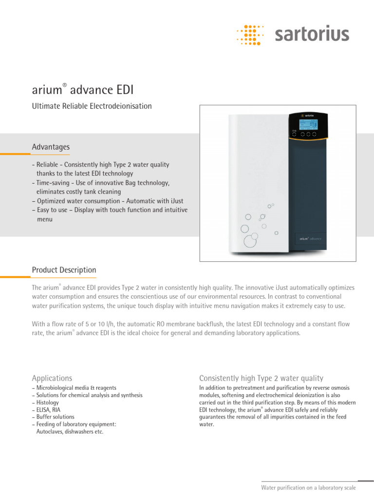 Broch Arium advance-EDI SLG2053-e | PDF | Purified Water | Water ...