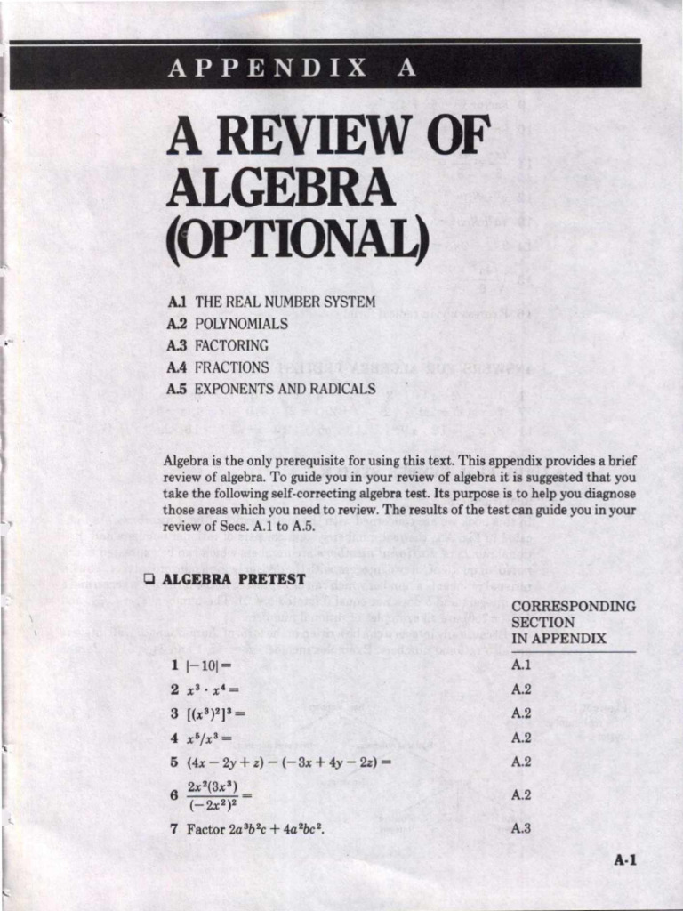 0-Algebra Refresher | PDF