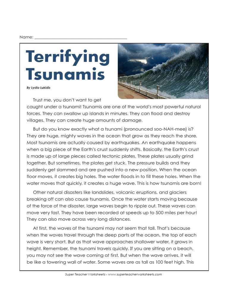 Terrifying Tsunamis: Name | PDF | Tsunami | Earthquakes