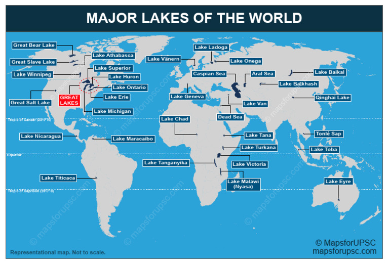 Major Lakes of the World Map | PDF | Earth Sciences | Climate
