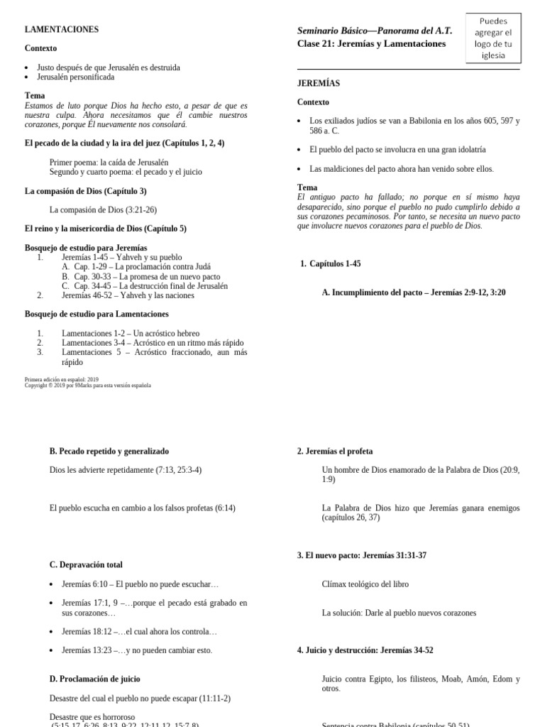 At 21 Jeremías y Lamentaciones Folleto | PDF | Jeremías | Contenido bíblico