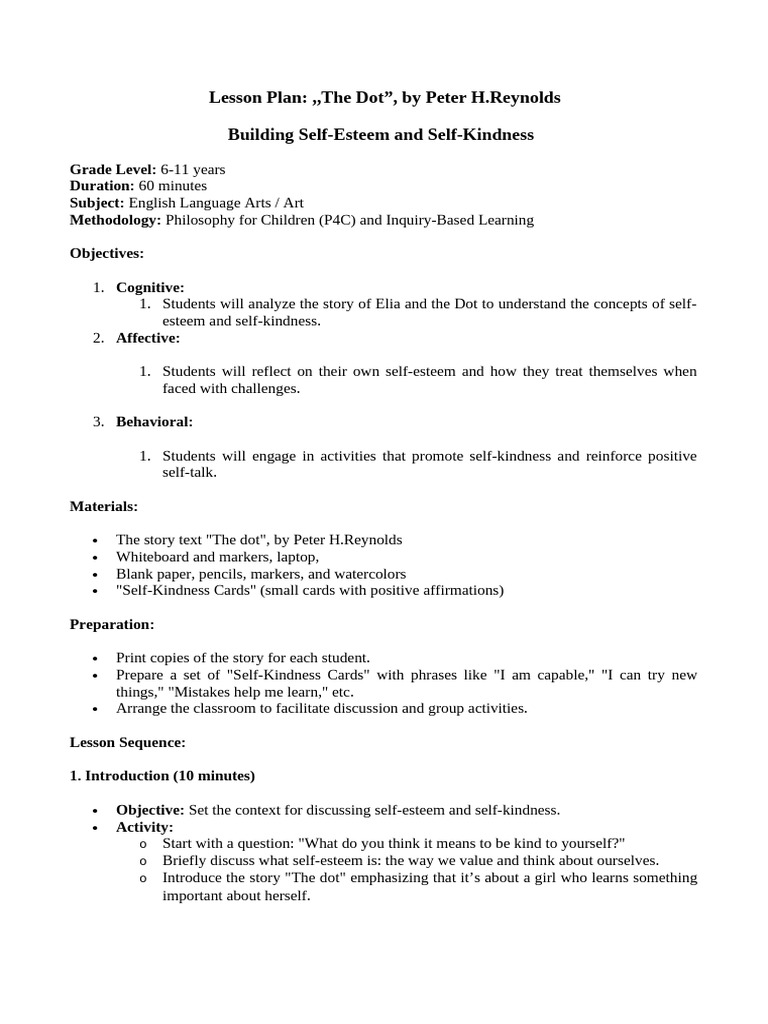 lesson_plan-the_dot | PDF | Self Esteem | Cognition