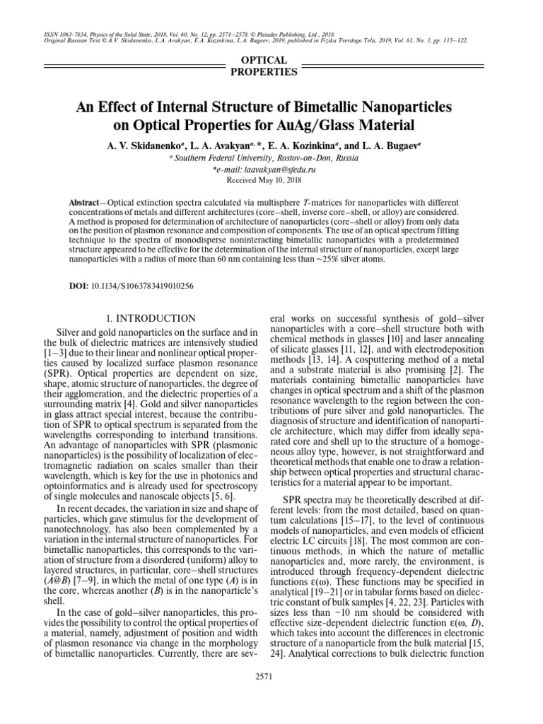 An Effect of Internal Structure of Bimet | PDF | Nanoparticle | Surface ...